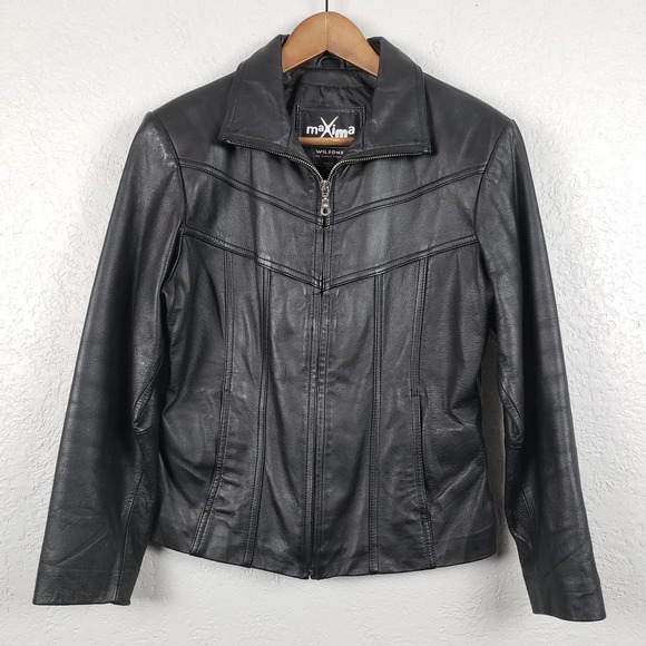 Wilsons Leather | Jackets & Coats | Maxima Leather Moto Fitted Jacket S ...
